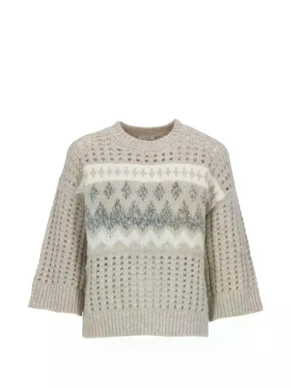 Peserico Sequin-embellished Open-knit Sweater - Neutrals