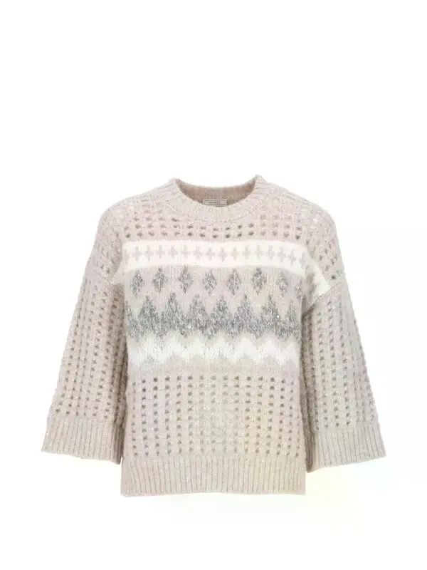 Peserico Sequin-embellished Open-knit Sweater - Neutrals