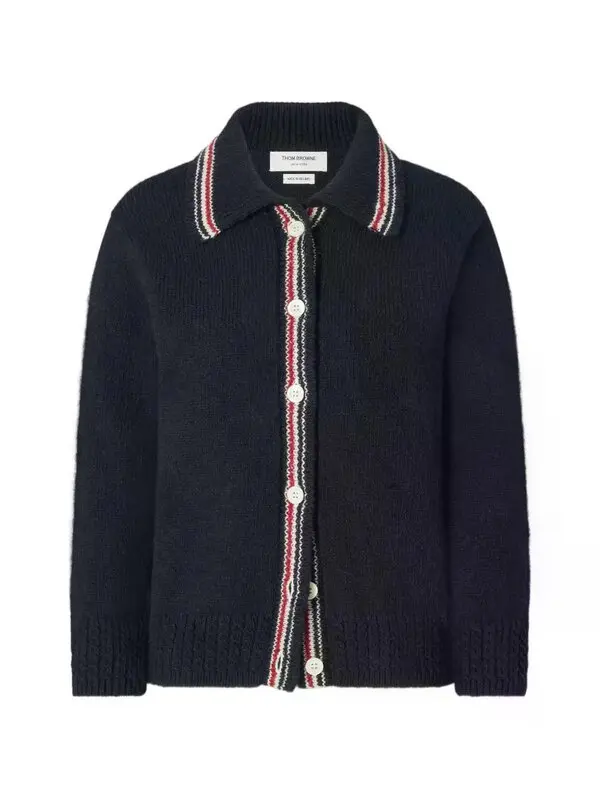 Thom Browne Hector Pointelle-knit Cardigan - Blue
