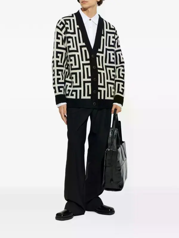 Balmain Monogram-pattern Cardigan