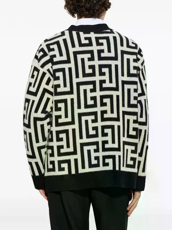 Balmain Monogram-pattern Cardigan