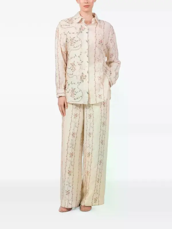 Agua Bendita Cecilia Navegante Embroidered Linen Shirt