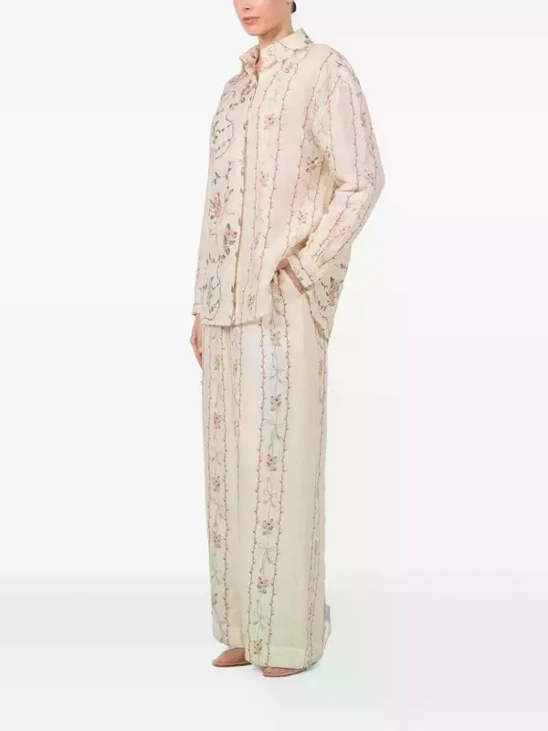 Agua Bendita Cecilia Navegante Embroidered Linen Shirt