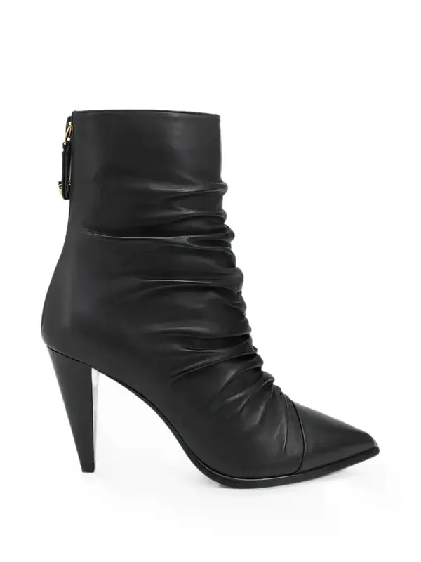 Pinko Ruched Pointed-toe Ankle Boots - Black