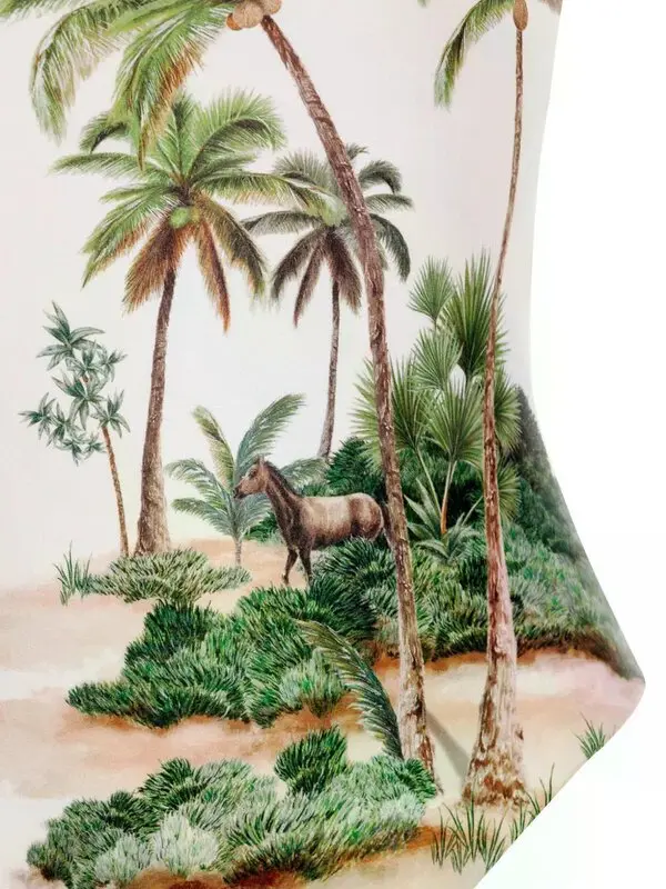 Agua Bendita Palm Tree Print One Piece Swimsuit - White