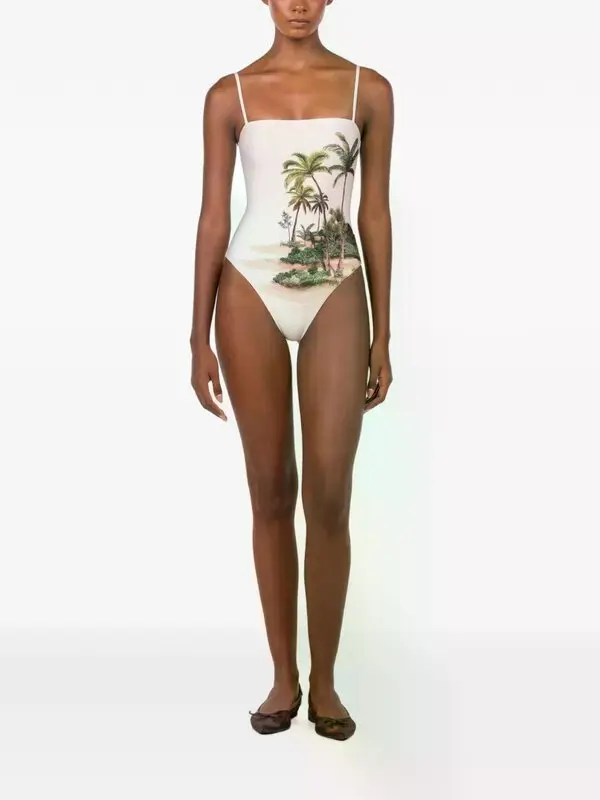 Agua Bendita Palm Tree Print One Piece Swimsuit