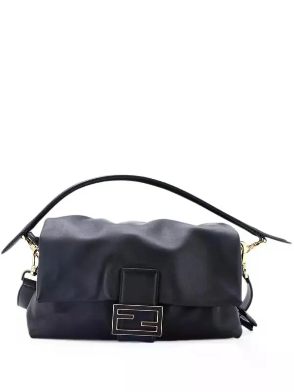 Fendi Mama Baguette Bag Leather Medium Shoulder Bag - Black