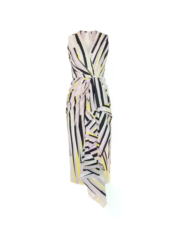 ROKSANDA Esra Striped Asymmetric Dress - Neutrals