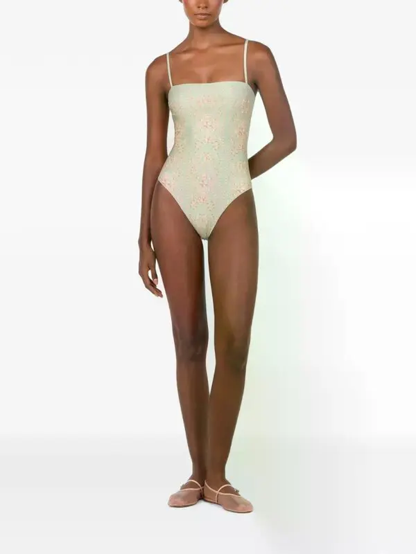 Agua Bendita Seashell Print One Piece Swimsuit - Green