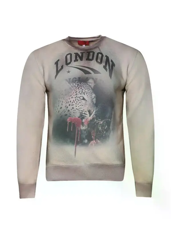 LA MASKARADE Dirty London" Graphic Print Crew Neck Sweater - Neutrals