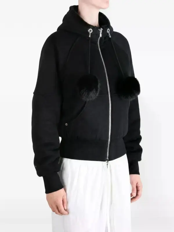 Moose Knuckles Oro Bunny Pom-pom Zip-up Reversible Hoodie