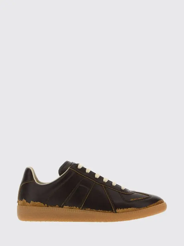 MAISON MARGIELA Replica Vintage-effect Leather And Fabric Lace-up Sneakers