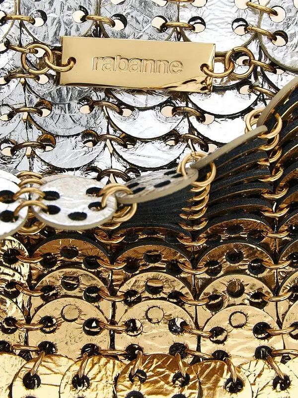 Rabanne Moon Flip Bag In Laminated Leather And Brass Mesh