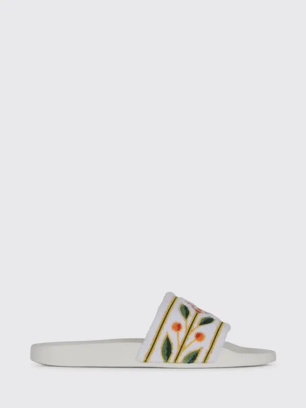 Casablanca Floral Embroidered Cotton Terry Pool Slides