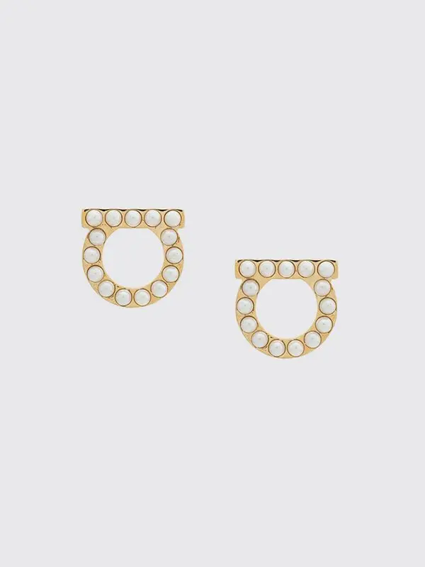 FERRAGAMO Gancini Pearl Earrings - Gold