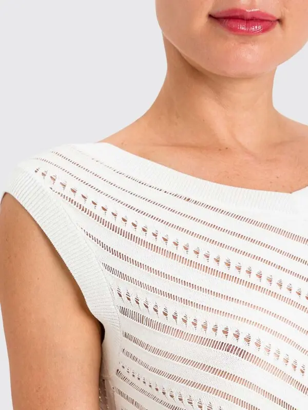 TWINSET Perforated Viscose Blend Knit Top