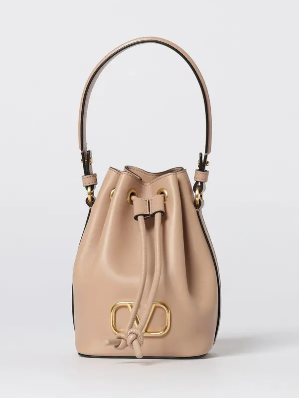 Valentino Garavani Vlogo Signature Leather Bucket Bag - Pink