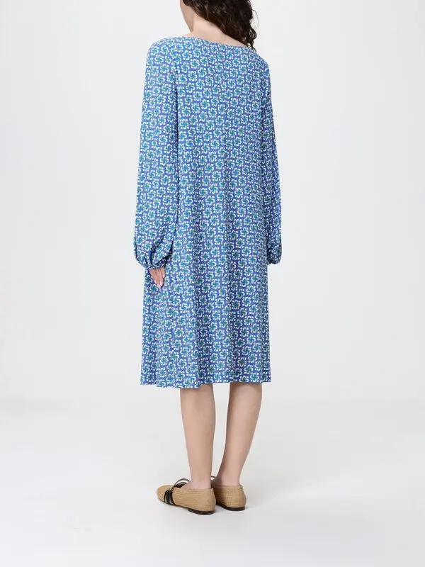 Malìparmi Boat Neck Floral Print Long Sleeve Tunic In Viscose Jersey - Blue