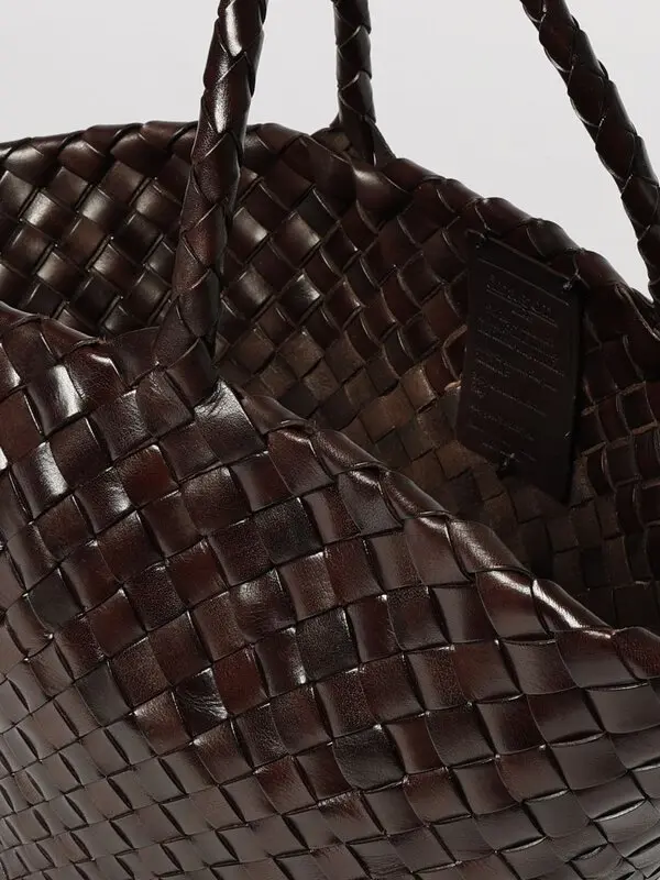 Dragon Diffusion Egola Woven Leather Shoulder Bag With Double Handles - Burnt