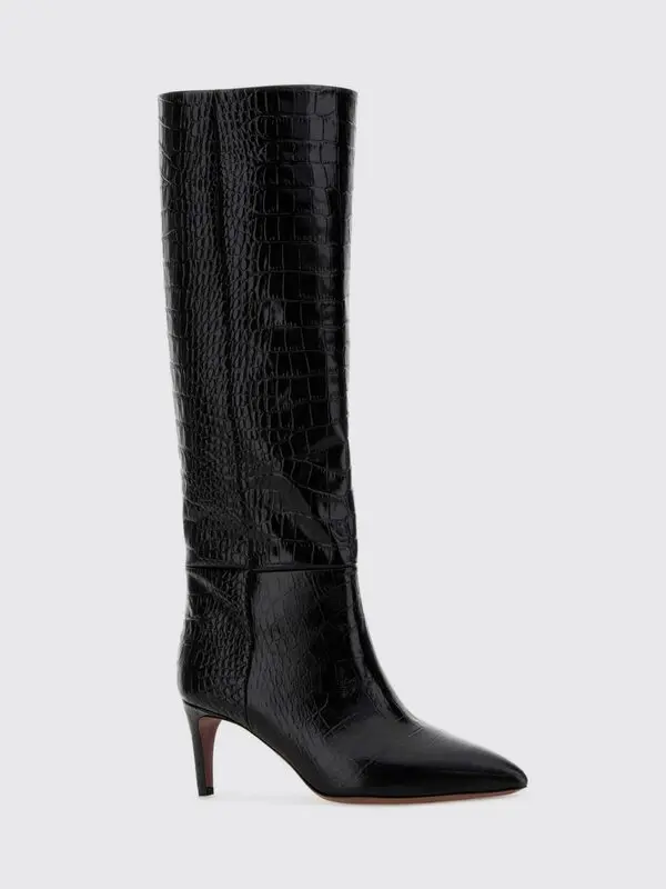 Paris Texas Croc-effect Leather Knee-high Boots With Stiletto Heel