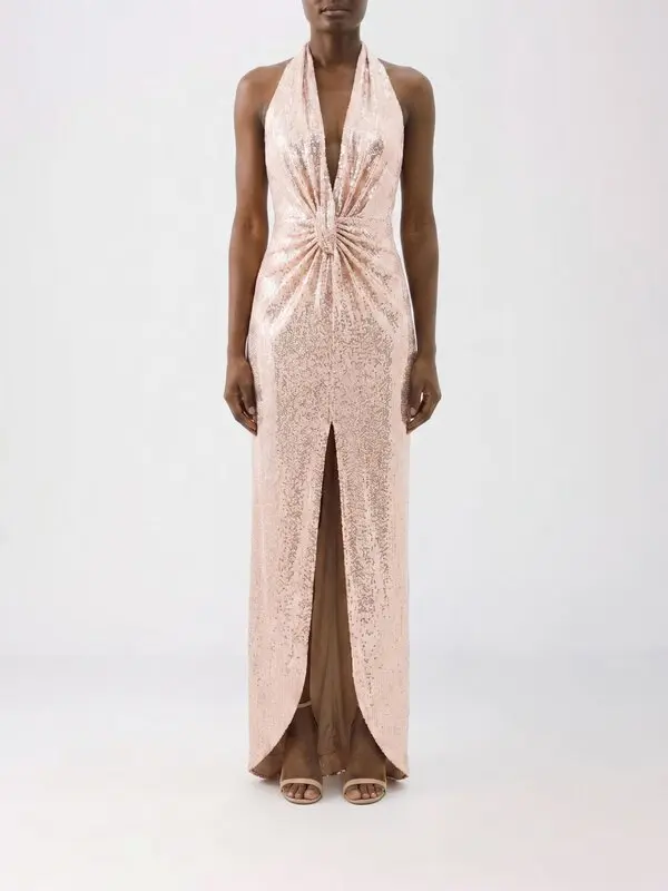 NISSA Long Sequin Evening Gown With Halter Neck