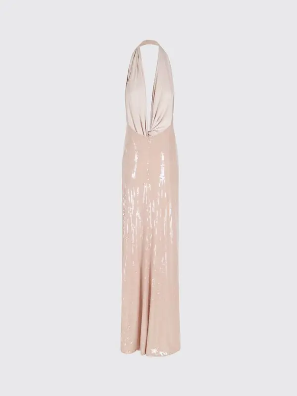NISSA Long Sequin Evening Gown With Halter Neck