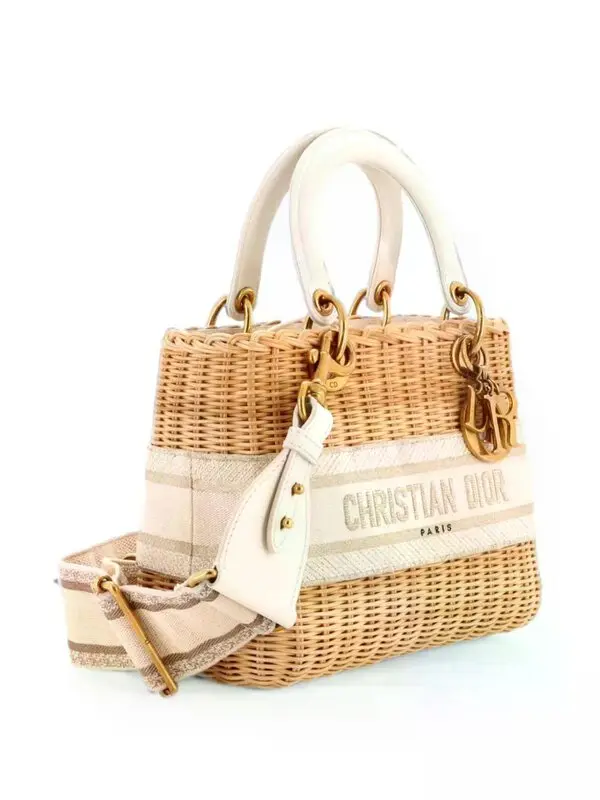 Dior Lady Bag Wicker And Oblique Canvas Medium Tote Bag