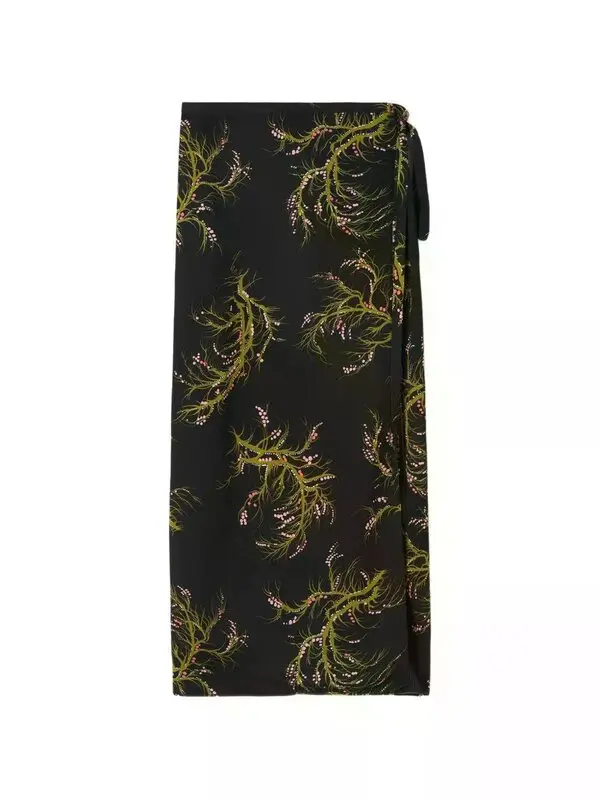 Rodebjer Verona Floral-print Wrap Midi Skirt - Black