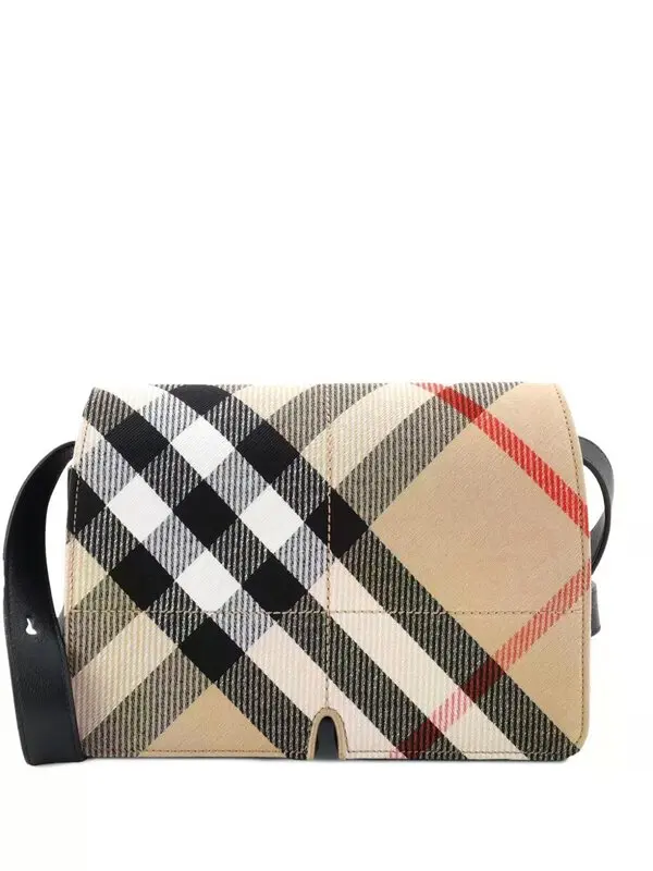 Burberry Jacquard Check Shoulder Bag With Leather Trim