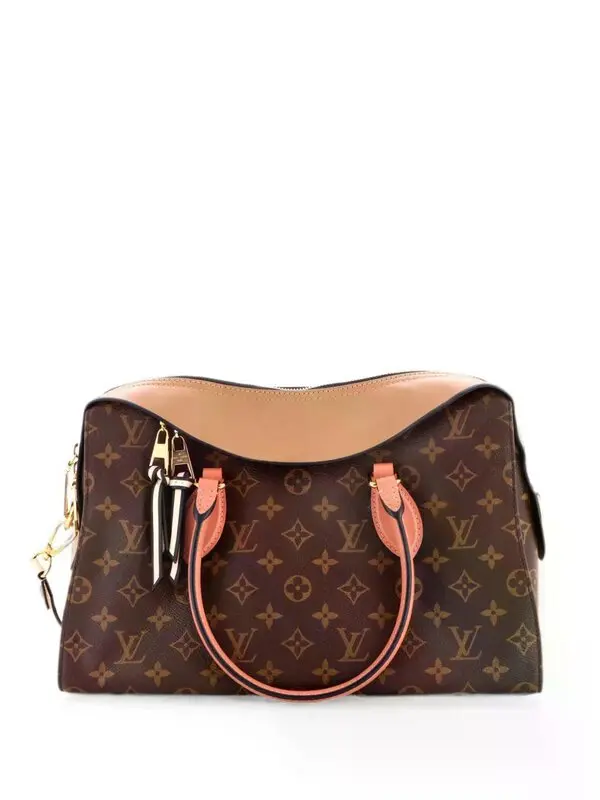 LOUIS VUITTON Tuileries Handbag Monogram Canvas With Leather Satchel - Brown