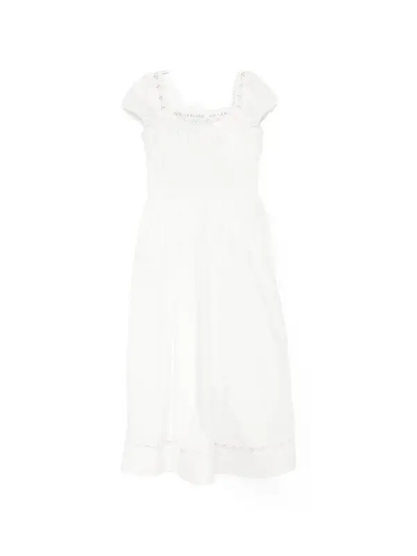 Posse Veda Crochet-trim Midi Dress - White