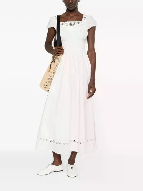 Posse Veda Crochet-trim Midi Dress - White