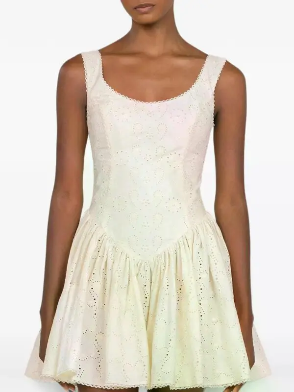 Agua Bendita Pluma Playa Eyelet Mini Dress