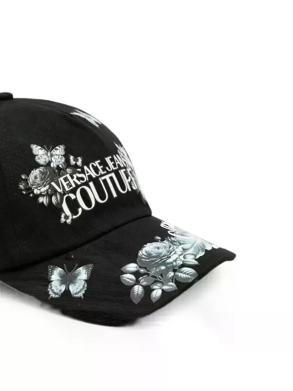 Versace Logo-print Floral-print Baseball Cap