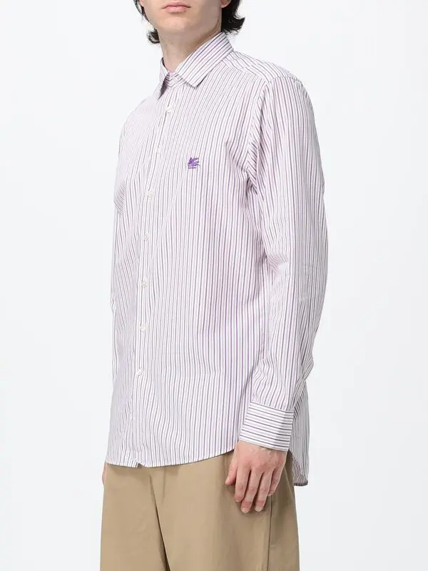 Etro Striped Cotton Poplin Shirt With Embroidered Cube Logo