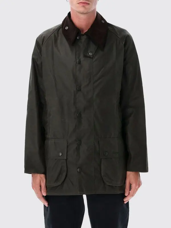 Barbour Beaufort Waxed Cotton Jacket With Velvet Collar - Green