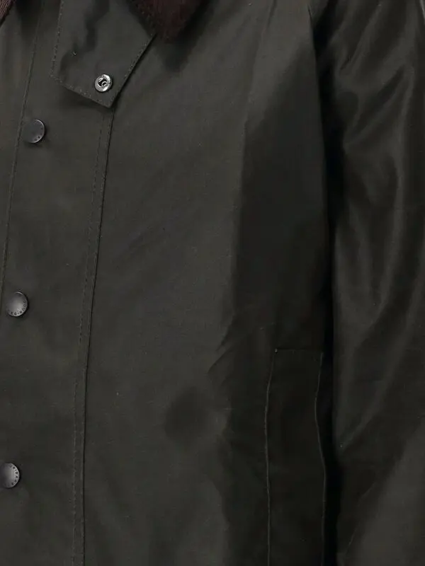 Barbour Beaufort Waxed Cotton Jacket With Velvet Collar - Green
