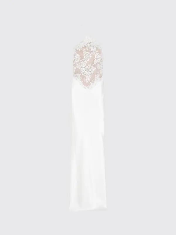 Retrofete Halterneck Satin Bridal Slip Gown Retrorfete With Lace Inserts - Ivory