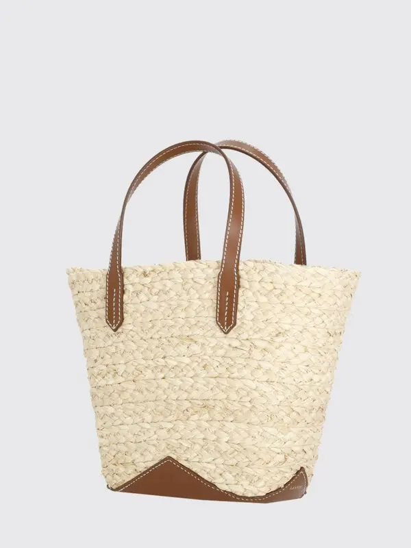 LANVIN Catch Woven Raffia Handbag With Leather Handles