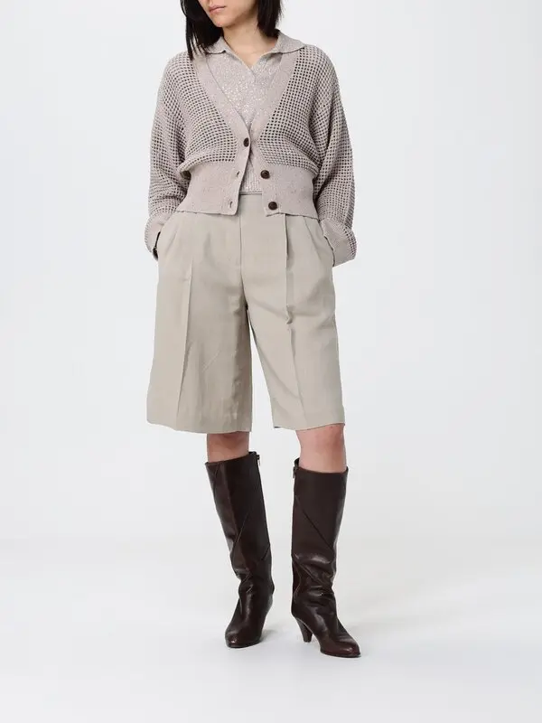Brunello Cucinelli Perforated Cotton Cardigan With Sequins