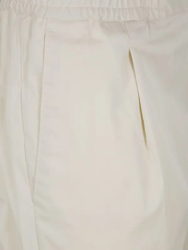 PT TORINO Slim Fit Cotton Blend Trousers With Drawstring - White