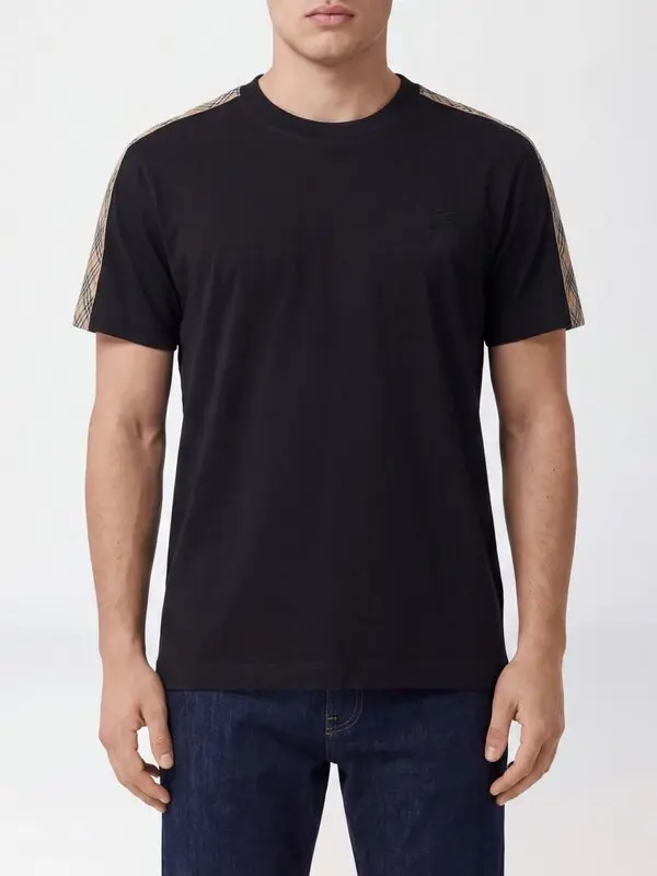 Burberry Cotton Crewneck T-shirt With Side Bands And Equestrian Knight Logo