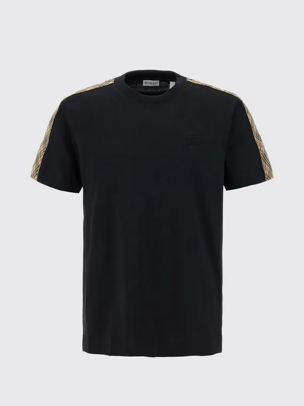Burberry Cotton Crewneck T-shirt With Side Bands And Equestrian Knight Logo