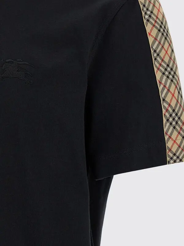 Burberry Cotton Crewneck T-shirt With Side Bands And Equestrian Knight Logo