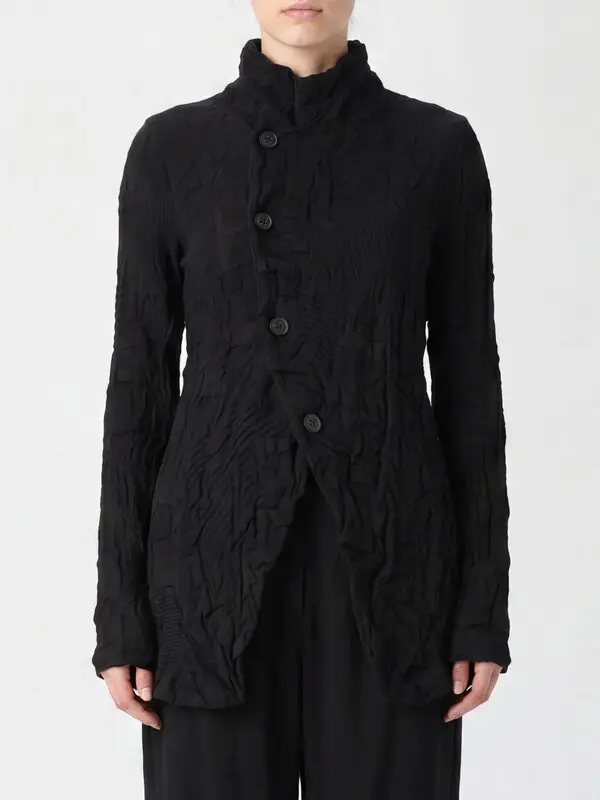 Y’s Cropped High-neck Jacket With Crinkled Effect