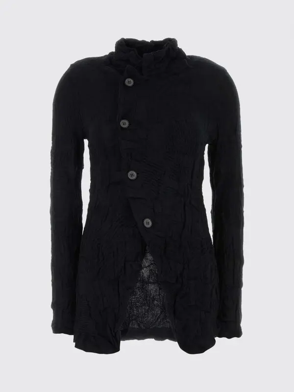 Y’s Cropped High-neck Jacket With Crinkled Effect