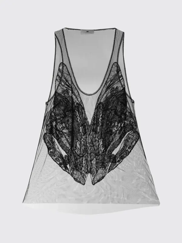 Elisabetta Franchi Embroidered Tulle Top