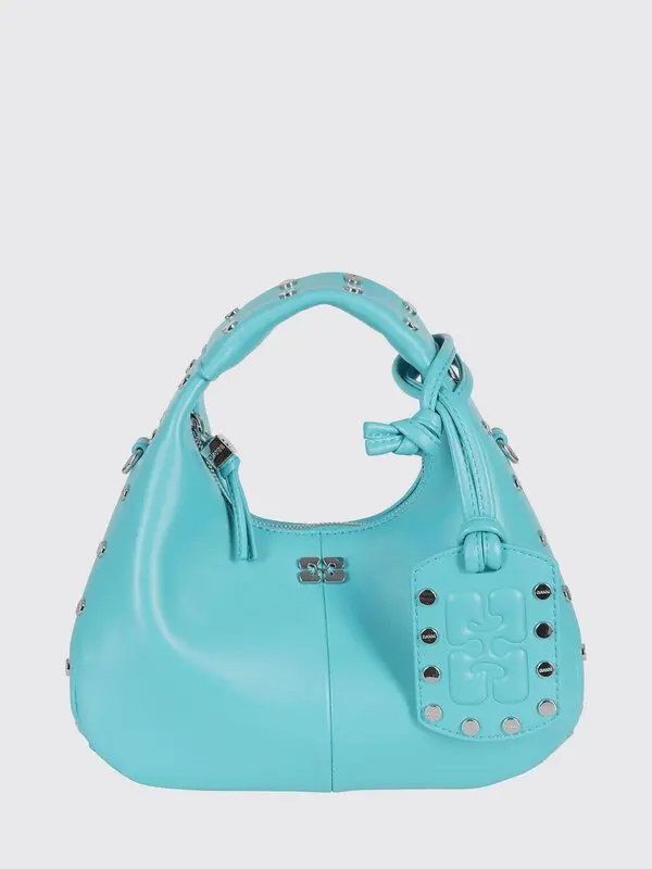 GANNI Studded Synthetic Leather Hobo Bag - Blue