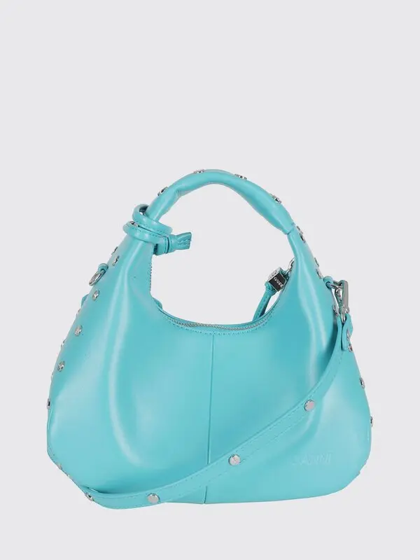 GANNI Studded Synthetic Leather Hobo Bag - Blue