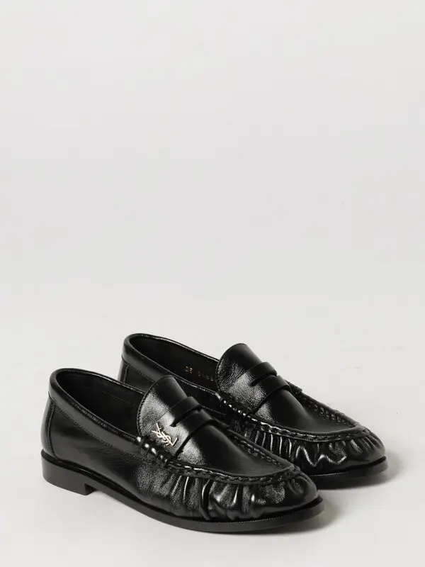 Saint Laurent Le Loafer Penny Loafers In Smooth Lambskin With Monogram - Black